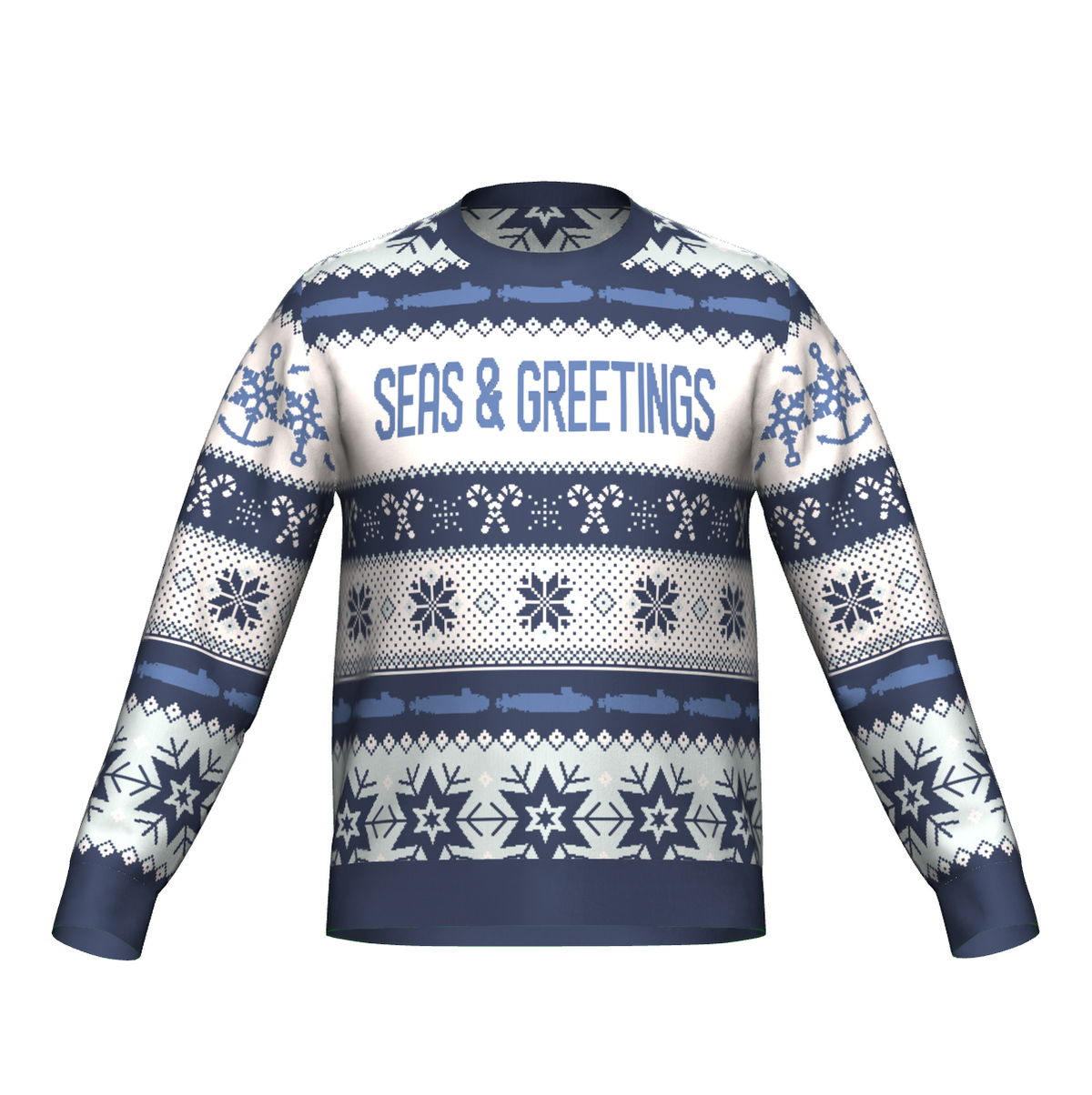 Seas and Greetings Ugly Christmas Knit Sweater: Submarine — 16Fleet